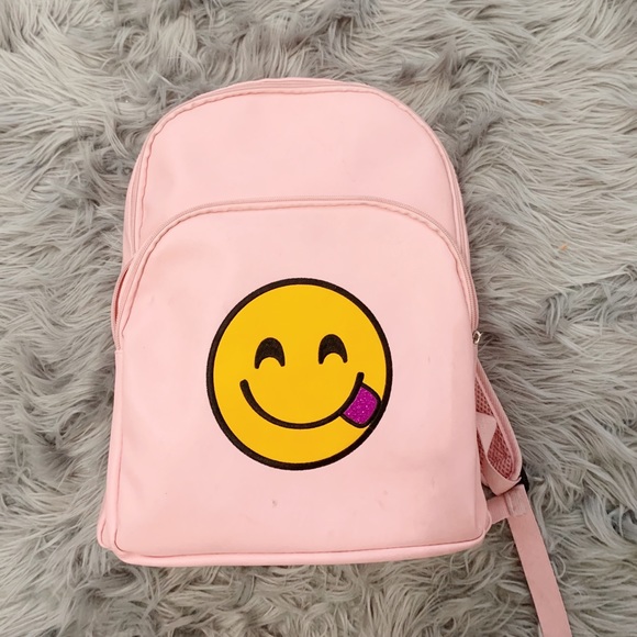Bags | Olivia Miller Girl Pink Smiley Face Emoji Backpack | Poshmark
